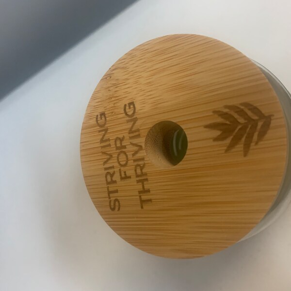 Engraved Bamboo Lid, Beer Can Glass Lid, Libbey Glass, Coffee Glass ...