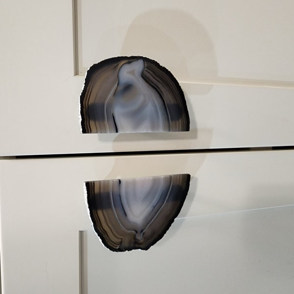 Medium Agate Slice Drawer Pulls Knobs 18K Gold Silver and Copper Leaf Edge NEW COLLECTION Custom ...