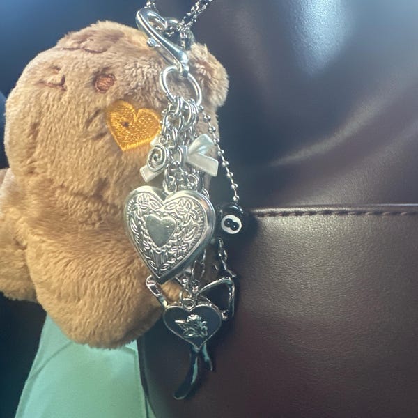 Heart Locket Keychain, 8 Ball Keychain, Y2K Clutter Bag Charm With ...