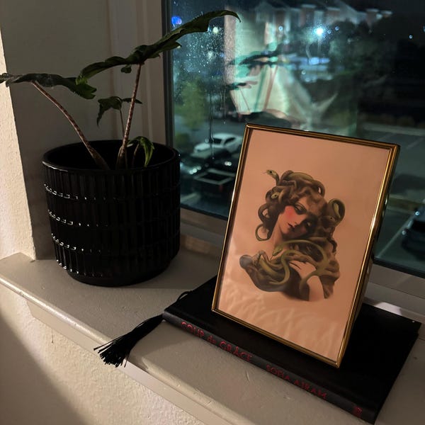 Medusa Art Print, Moody Cabinet Card Postcard, Vintage Gothic Wall Art ...