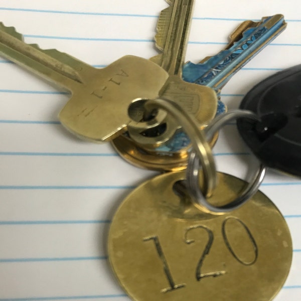 Custom Hand Punched Round Brass Tag - Hand Stamped Key Tag - Hand Made ...