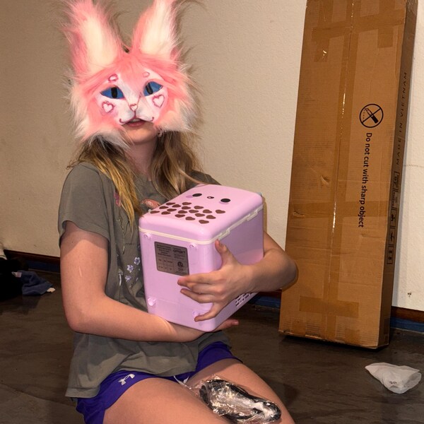 Custom White Orange Raptor Mask | Fursuit Accessories | Made of Fur ...