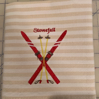 Vintage Skis & Poles Machine Embroidery Design, Alpine Skiing ...