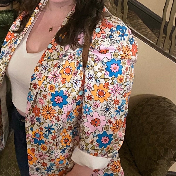 Flower Power Blazer; Funky Colorful Floral Jacket; Retro; Fun Jacket - Etsy