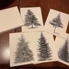 Pine Tree Note Card Set of 10 in White or Light Ivory With Matching ...