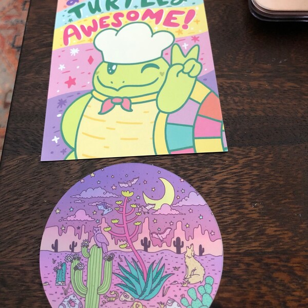 Dreamy Desertscape, Desert Nightlife Holographic Sticker, Metallic ...