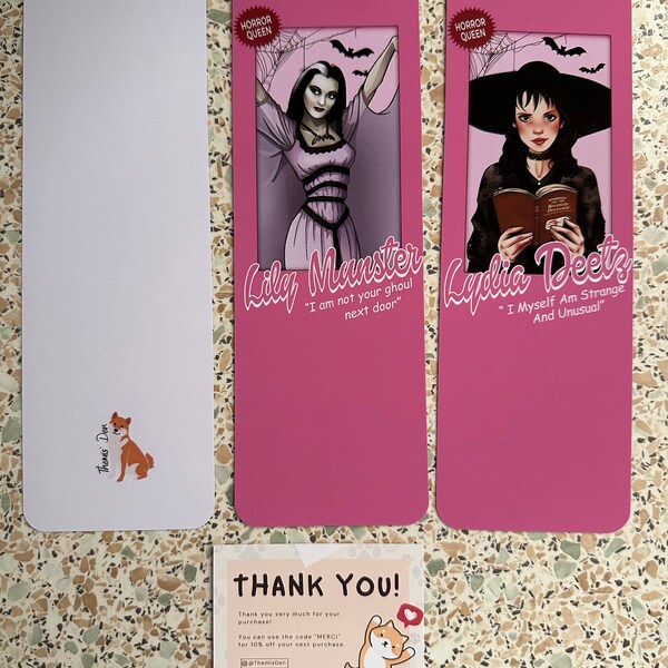 Bookmark Horror Queens - Handmade - for Book and Horrror Lovers - Etsy