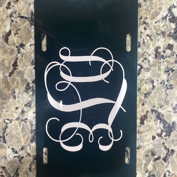 Black Monogram License Plate: Personalized Car Tag - Etsy
