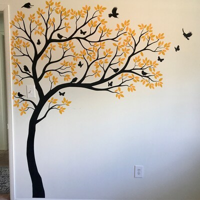 Wall Decal Large Tree Decals Huge Tree Decal Nursery With Birds White ...
