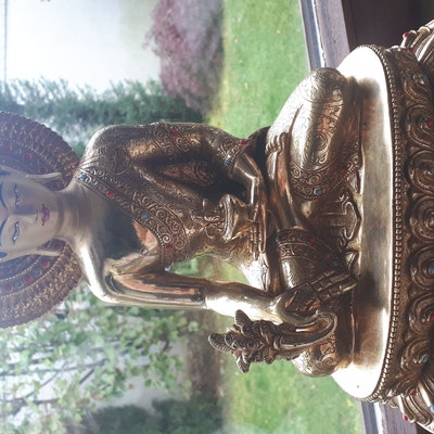 20cm, Jambhala Statue, Kuber, Gold Plated With Face Gold Painted ...