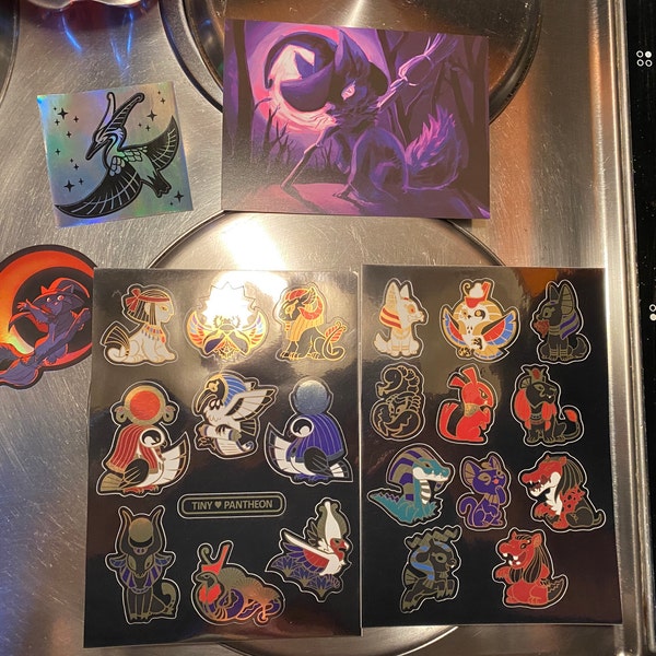 TINY PANTHEON Pin Art Sticker Sheets. Metallic Vinyl Egyptian Mythology ...