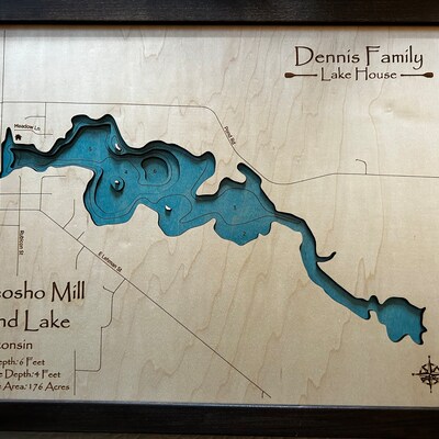 Washburn Lake Custom Wood Map Lake House Decor Lake Map - Etsy
