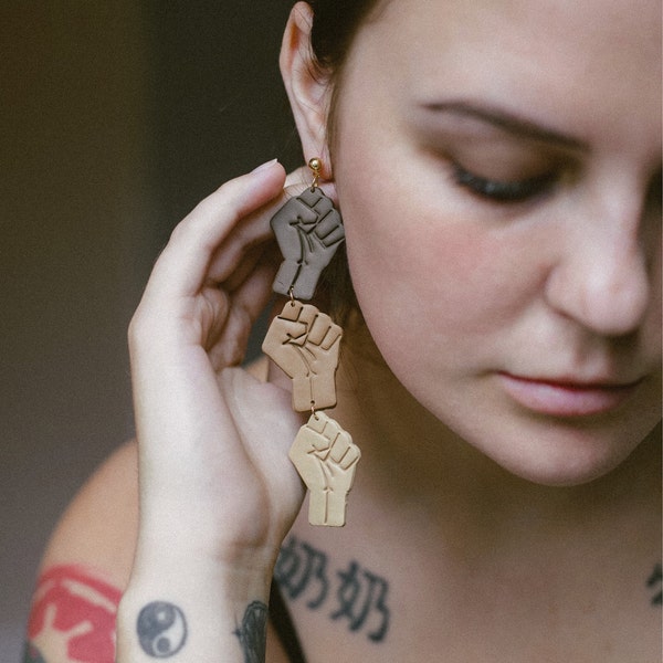 Raised Fist Cutter With Embosser With Handle | Black Power Stamp With ...