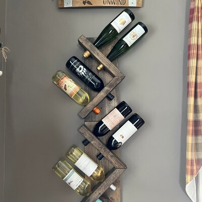 Zig Zag Wine Rack the Ziggy Zag Z Geometric Wall Mounted Rustic Wood ...
