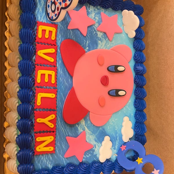 Kirby Cake Topper Kirby Birthday Cake Edible Fondant - Etsy