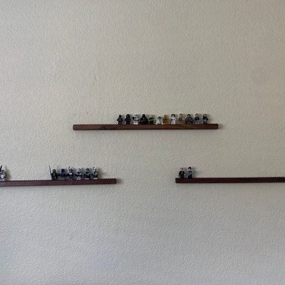 Floating Hardwood Minifigure Display Shelf Variety of Plate Colors and ...