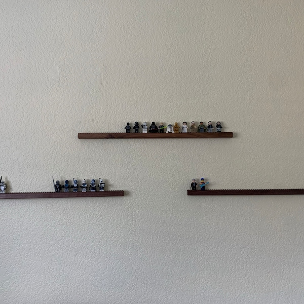 Floating Hardwood Minifigure Display Shelf – Variety of Plate Colors ...