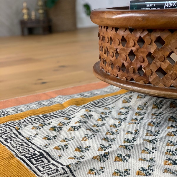 Hand Block Print Cotton Rug Indian Cotton Rug Large Rug Bohemian Rug ...
