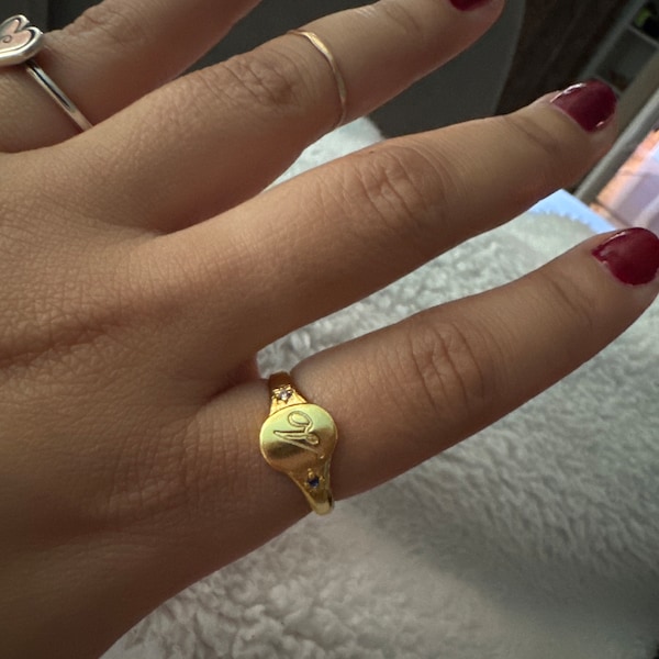 Birthstone Initial Signet Ring by Caitlyn Minimalist • Statement ...
