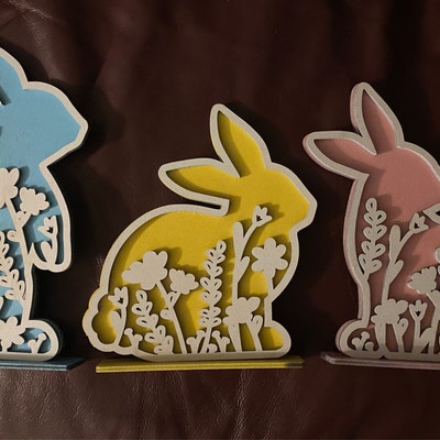 1/8 Floral Bunnies SVG Standing Bunnies SVG File Glowforge Easter Files ...