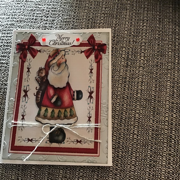 DIY Card Kit-primitive Santa Card Kit, Christmas Santa Card Kit, Father ...