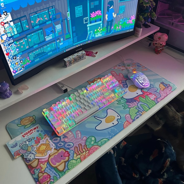 Manta Egg Desk Mat Mousepad Gaming Set up Computer Desk Water-resistant ...