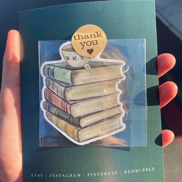Book Stack With Tea Sticker, Vintage Book Sticker, Tea Sticker ...