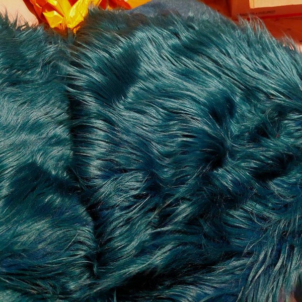 Eden DARK TEAL GREEN Shaggy Long Pile Soft Faux Fur Fabric for Fursuit ...