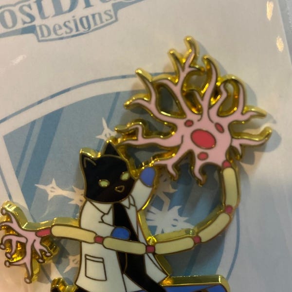 Neurology Cat Hard Enamel Pin - Neuron Cat Pin - Etsy