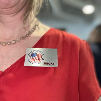 Metal Wearable Magnetic Name Tags for Business or Work Brushed Gold or ...