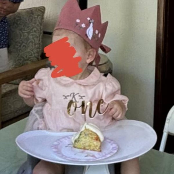 Mother Goose Birthday Party Crown, Personalized Hand Embroidered Linen ...