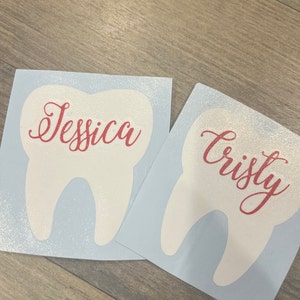 Custom Name Tooth Vinyl Decal, Tooth Car Window Sticker, Decal Gifts ...