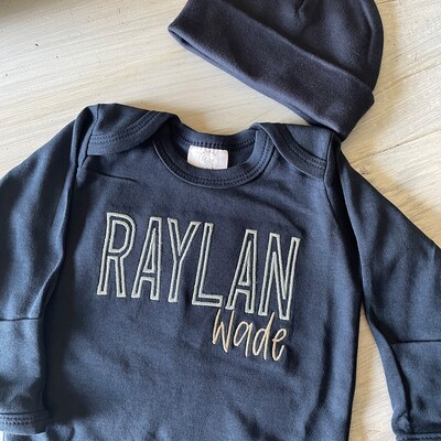 Personalized Navy Blue and Beige Newborn Outfit Coming Home - Etsy