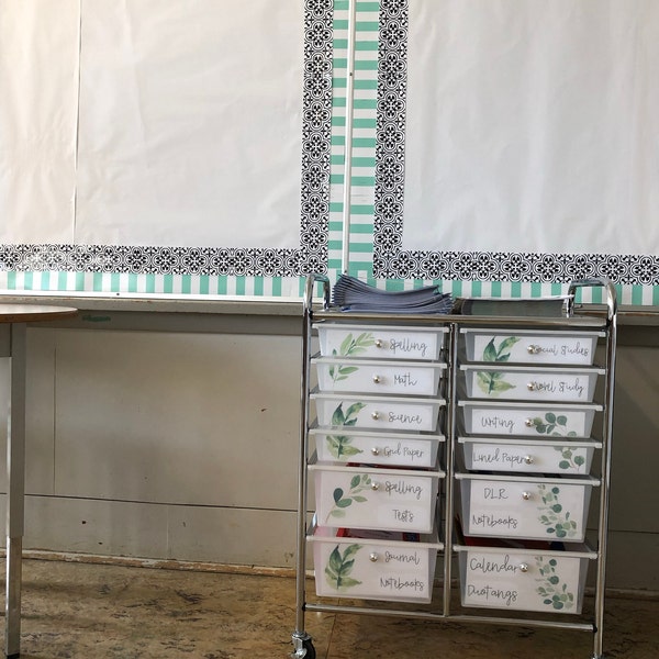 Teacher Trolley Labels, Editable Rolling Cart Drawer Organizers ...