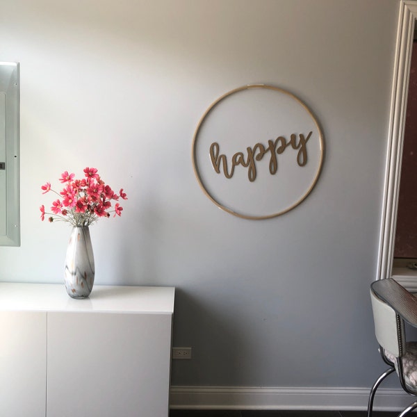 Happy Metal Sign - Metal Wall Art - Happy Word Sign - Metal Words ...