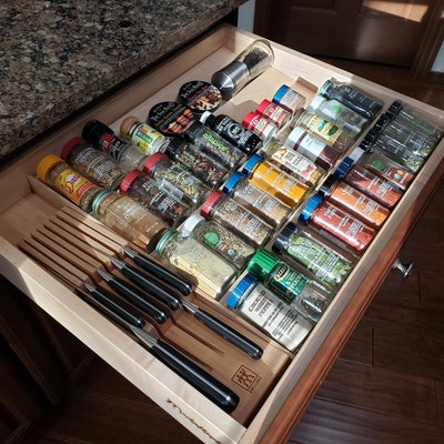 Custom Size Maple Spice Rack Drawer Insert Tray Organizer Kitchen ...