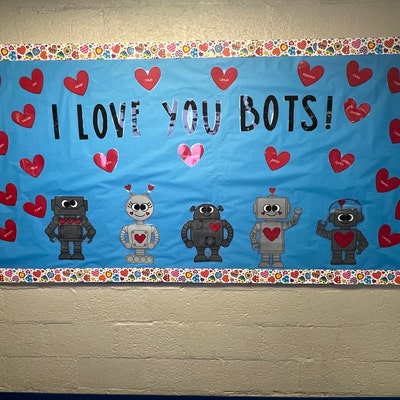 Valentines Robots Valentines February Bulletin Board Kit - Etsy