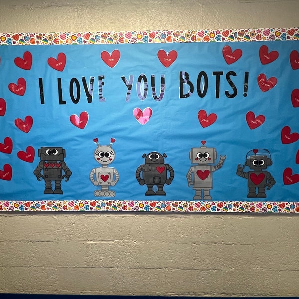 Valentines Robots - Valentines - February Bulletin Board Kit - Etsy