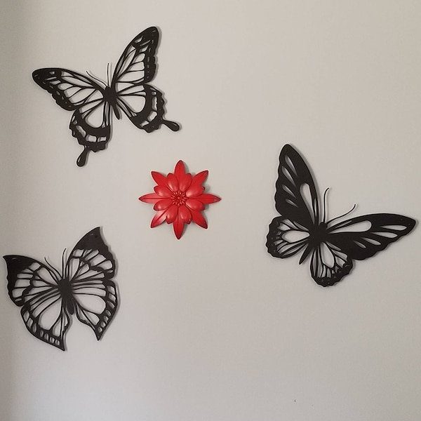 Galvanized Wall Flower/ Red Metal Flower/ Flower Art/ Metal Flower ...