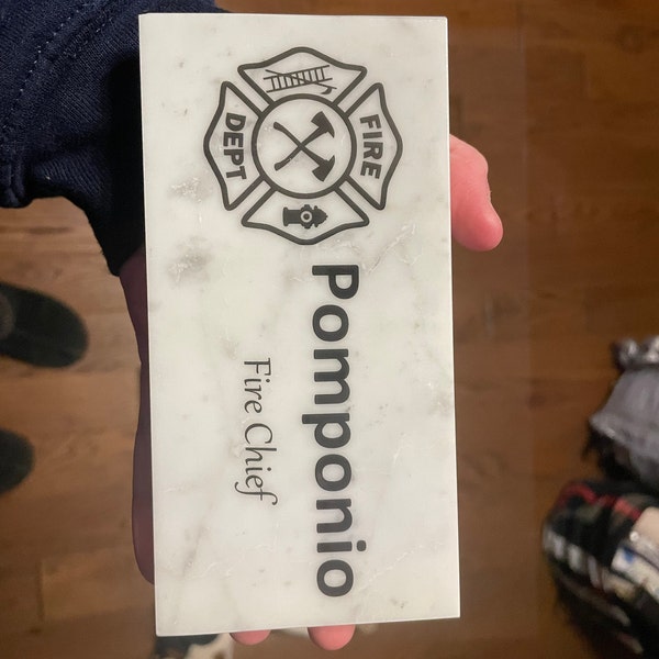 Firefighter Name Plate - Firefighter Name Sign- Marble Desktop Name and ...