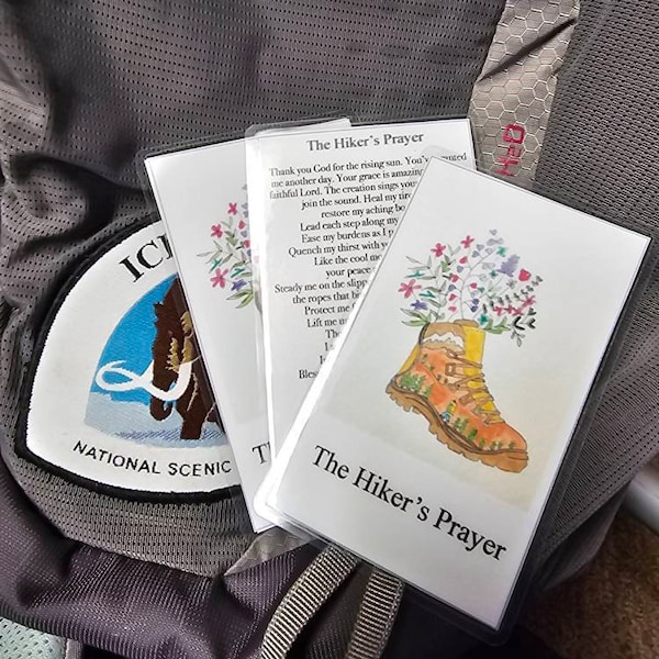 Hiker's Prayer Card: Hand-painted Hiking Boot Art, Christian Gift - Etsy