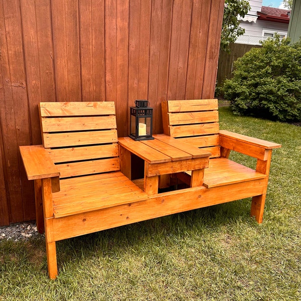 Two Seat Bench With Middle Table Build Plans (digital Download) - Etsy