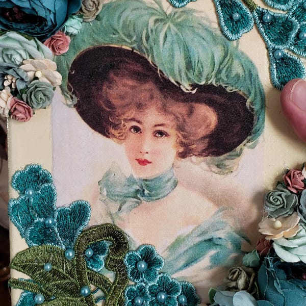 Victorian Hat Lady Print, Lady Print, Yellow Print, Green Print, Pink ...