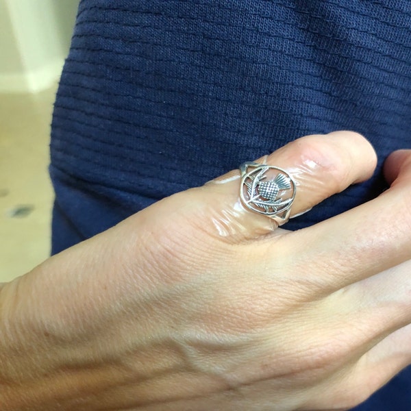 Handcast 925 Sterling Silver Scotland Scottish Thistle Ring Outlander ...