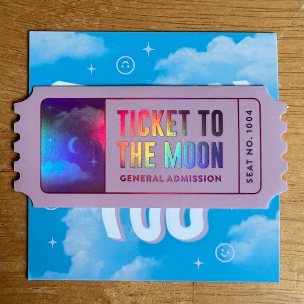 Holographic Ticket to the Moon Vinyl Sticker | Cute Kawaii Stationery ...