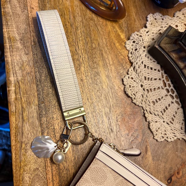 Neutral Cream Beige Key Wristlet | Key Fob Holder | Wristlet Key Chain ...