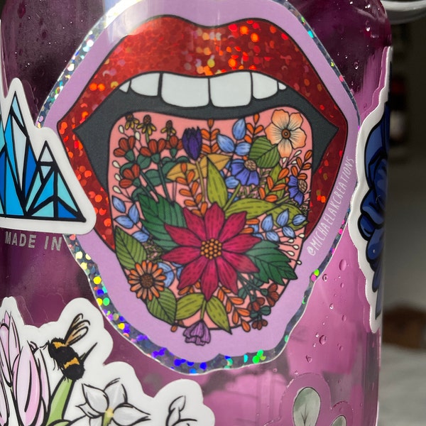 Mouth Sticker | Flower Mouth Sticker | Stickers for Hydroflask |flower ...
