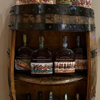 Half Barrel Display, Whiskey Barrel Cabinet, Bourbon Barrel Cabinet ...