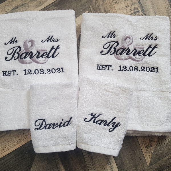 Personalised Wedding Towel Set, Bath Towel Set, Mr & Mrs Towels ...