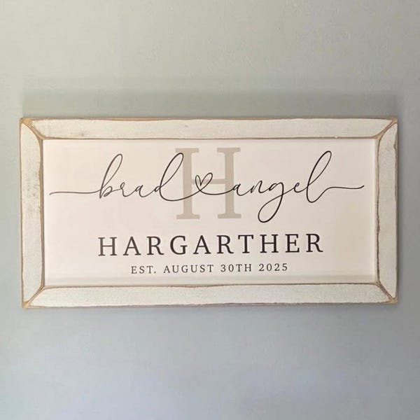 Personalized Last Name Monogram Sign, Gift for Couple, Bedroom Sign ...